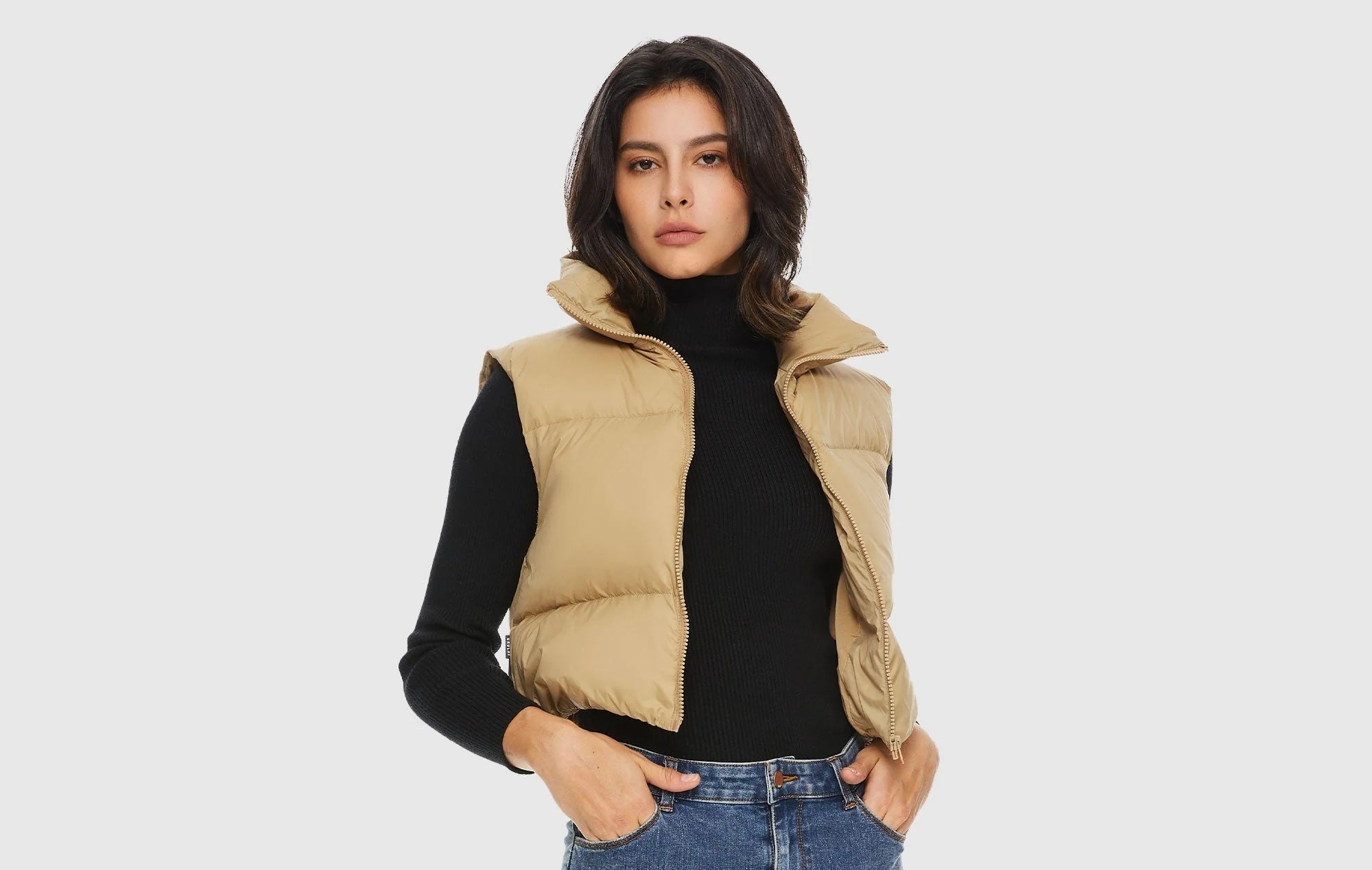 How to Style a Cropped Puffer Down Vest for Casual and Dressy Occasion ...