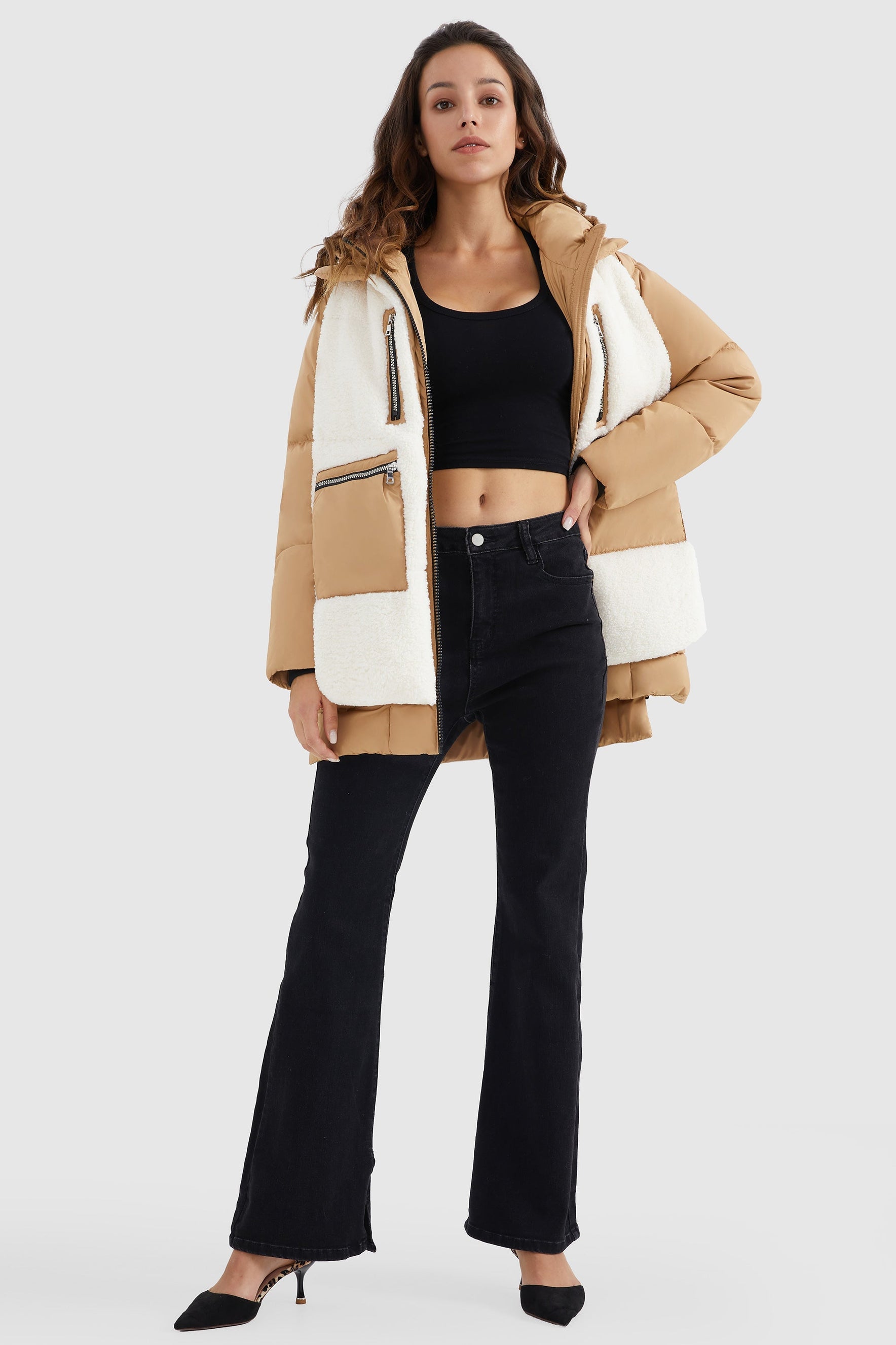 Orolay Women's Fuzzy Fleece Puffer Down Jacket