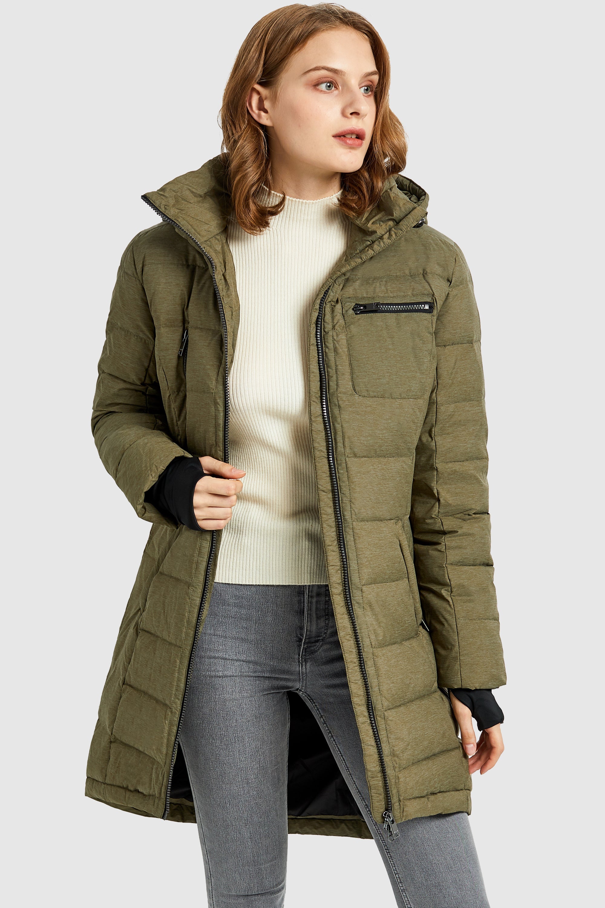 Orolay Women's Slant Pocket Zip up Puffer Down Coat