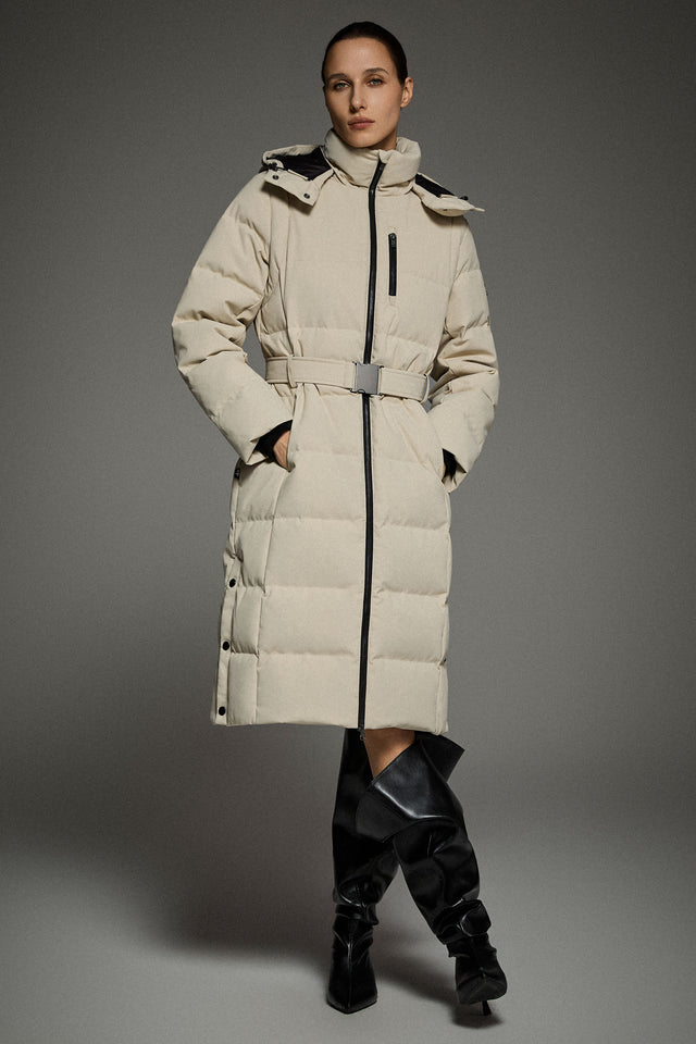 Celeste Long Hooded Belted Down Coat – Orolay