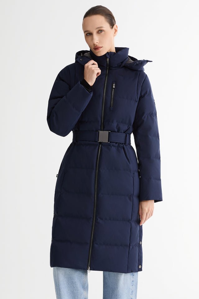 Celeste Long Hooded Belted Down Coat – Orolay